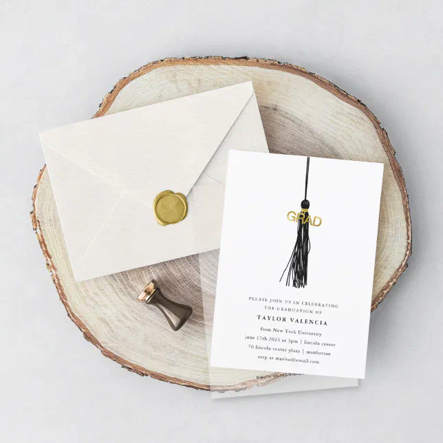 Black Tassel Graduation Party Photo Custom Invitation | Zazzle