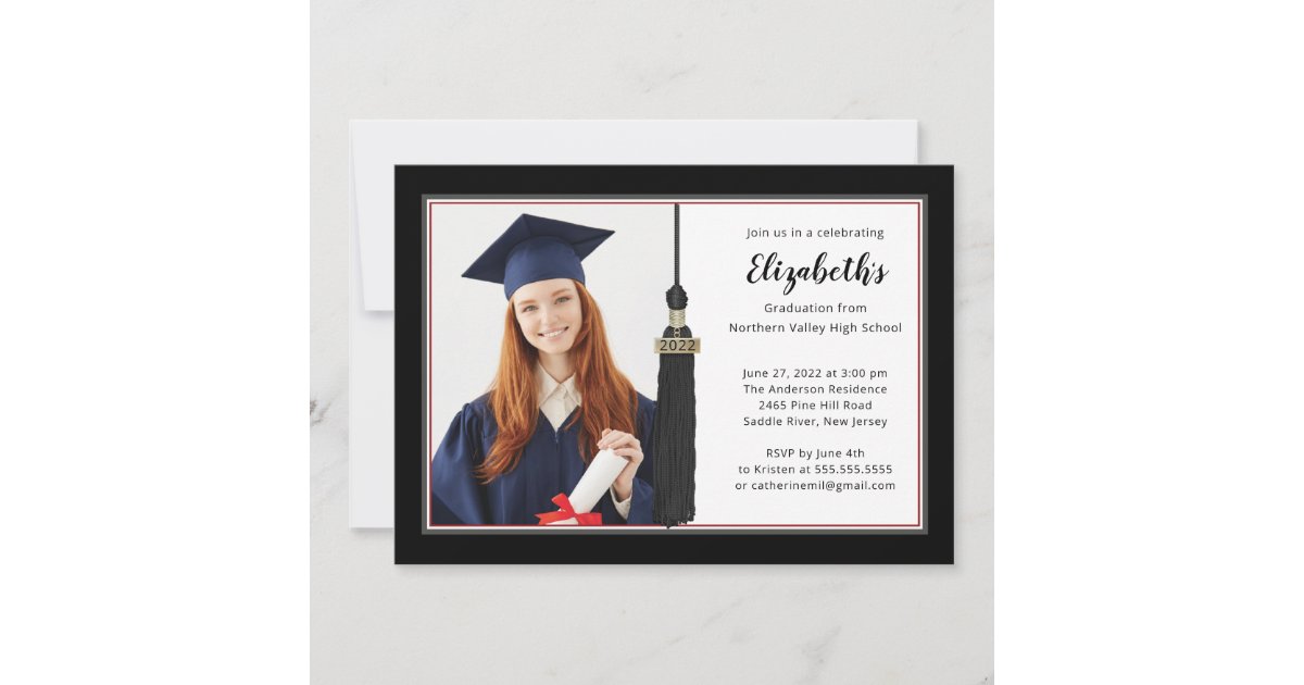 Black Tassel Photo Graduation Party Invitation | Zazzle