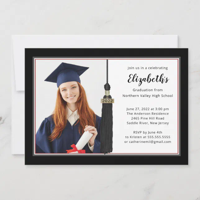 Black Tassel Photo Graduation Party Invitation | Zazzle