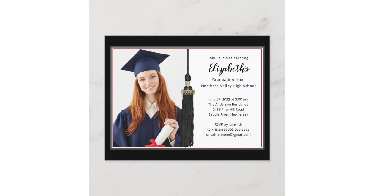 Black Tassel Photo Graduation Party Invitation | Zazzle