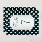 Black teal polka dot Table Number Postcard | Zazzle