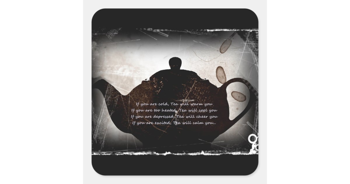 Black Teapot Silhouette Square Sticker | Zazzle