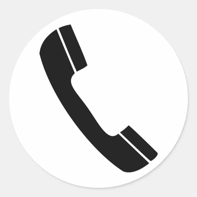 black telephone icon classic round sticker | Zazzle