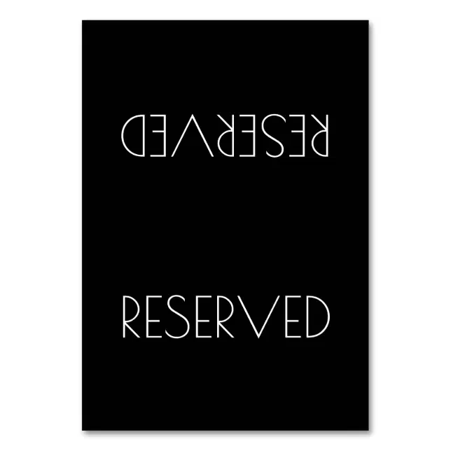 Black Tented Simple Reserved Seating Sign Table Number | Zazzle