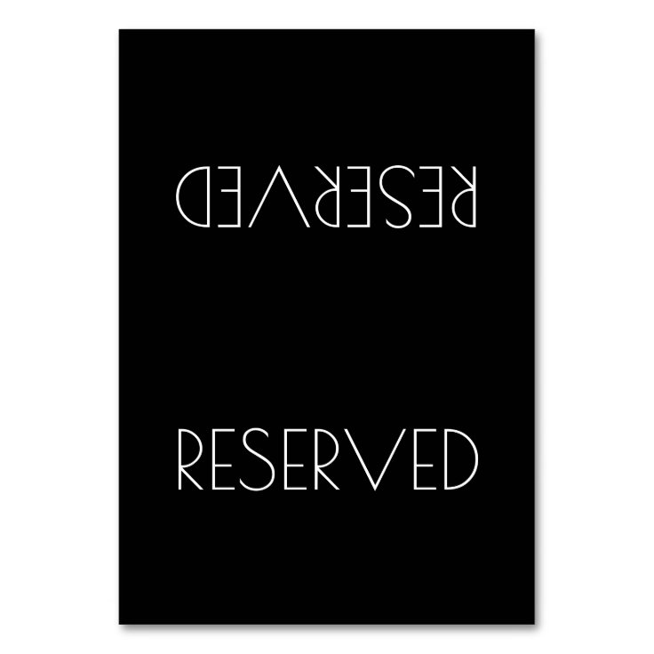 Black Tented Simple Reserved Seating Sign Table Number | Zazzle