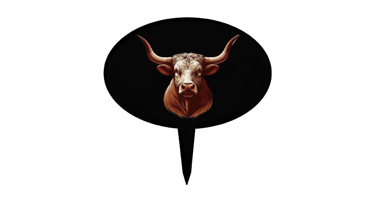 Black Texas longhorn Cake Topper | Zazzle