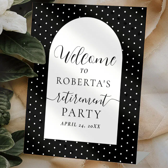 Black Text Script Retirement Party Welcome Pedestal Sign | Zazzle