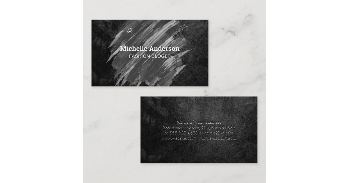 Black Texture | Paint Brushed Business Card | Zazzle