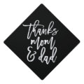Black | Thanks Mom and Dad Graduation Cap Topper | Zazzle