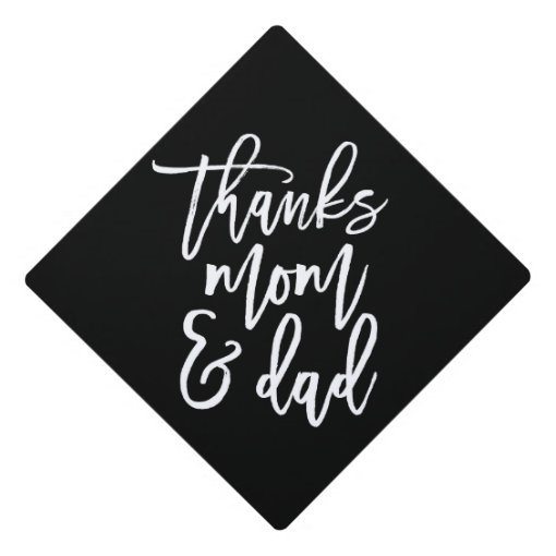 Black | Thanks Mom and Dad Graduation Cap Topper | Zazzle