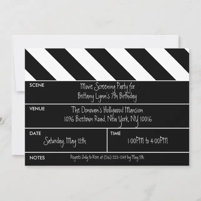 Black That's a Wrap Movie Clapper Birthday Party Invitation | Zazzle