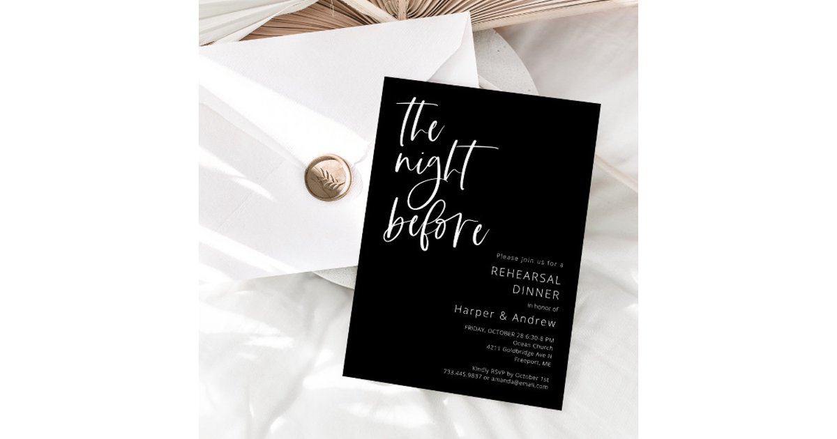 Black The Night Before Rehearsal Dinner Invitation | Zazzle