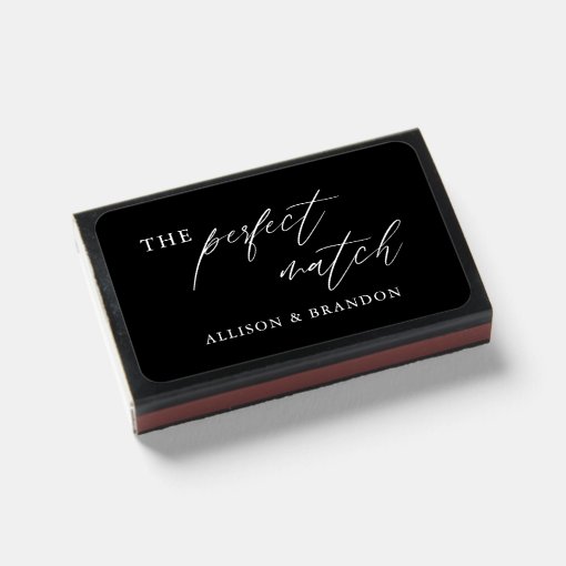 Black The Perfect Match Elegant Wedding Matches | Zazzle