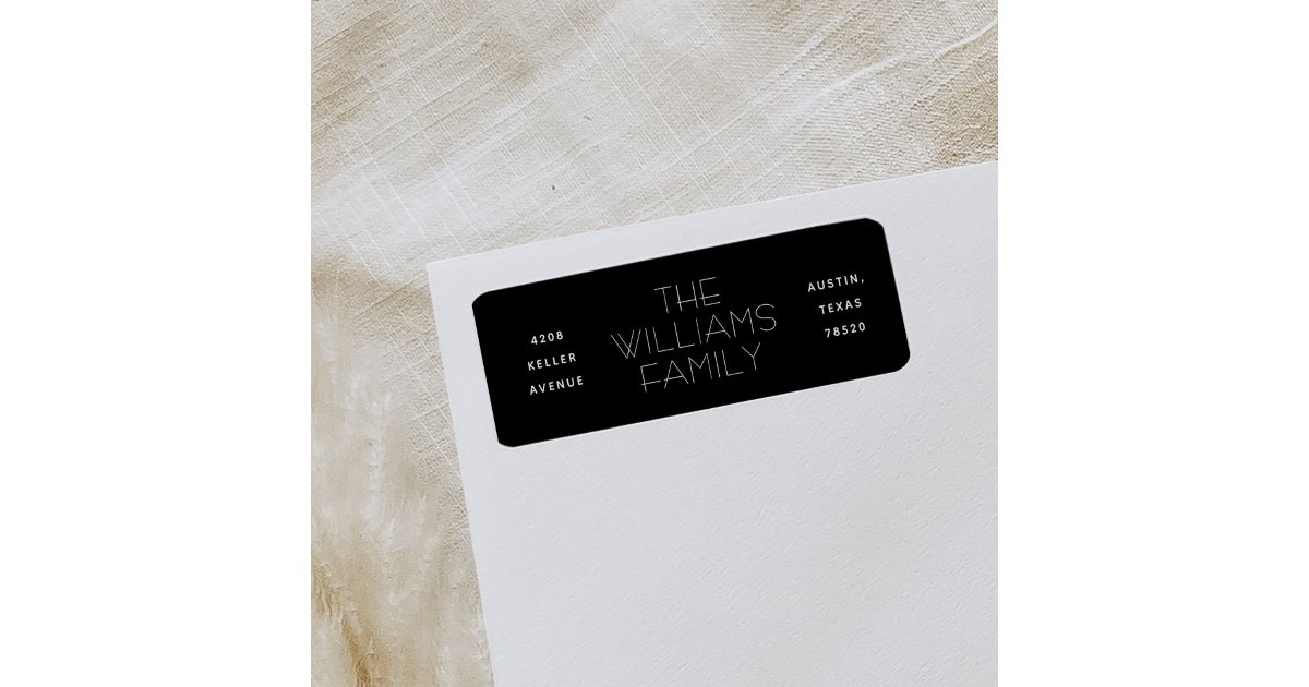 Black Three Column Modern Return Address Labels | Zazzle