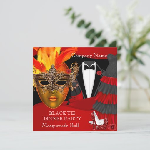 Black Tie Corporate Formal Masquerade Ball Invitation | Zazzle