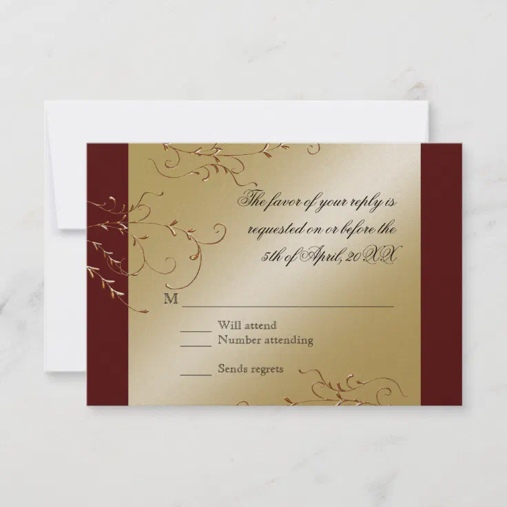 Black Tie Elegance, Golden RSVP Response Card | Zazzle