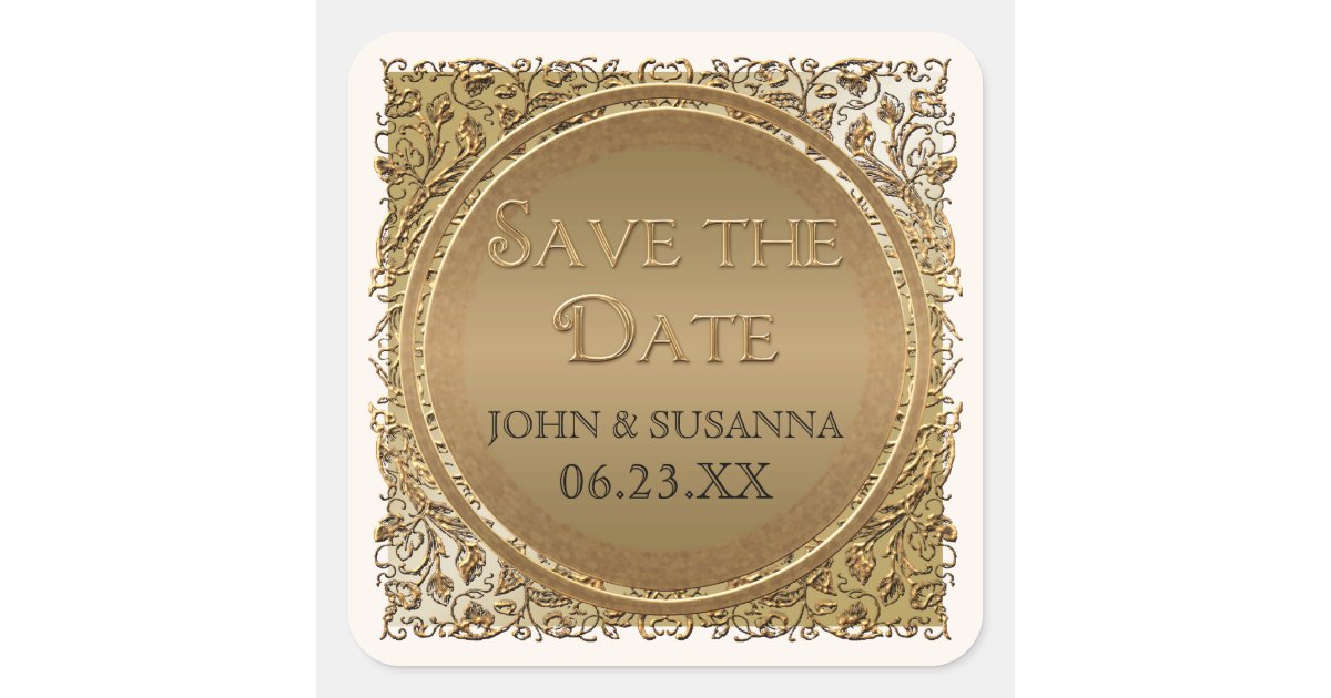 Black Tie Elegant Cream Gold Save the Date Seal | Zazzle