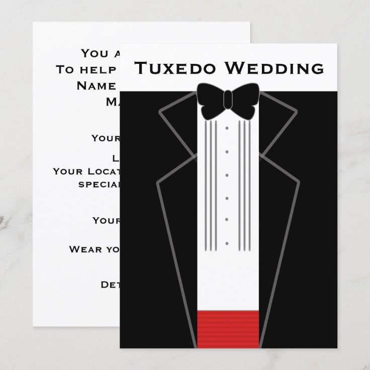Black Tie Tuxedo Wedding Invitation | Zazzle