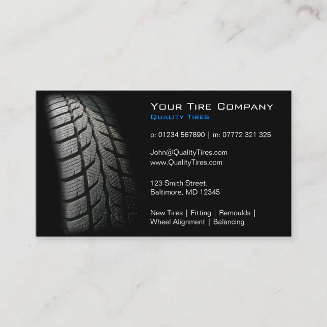Black Tire Fitting Business Card | Zazzle