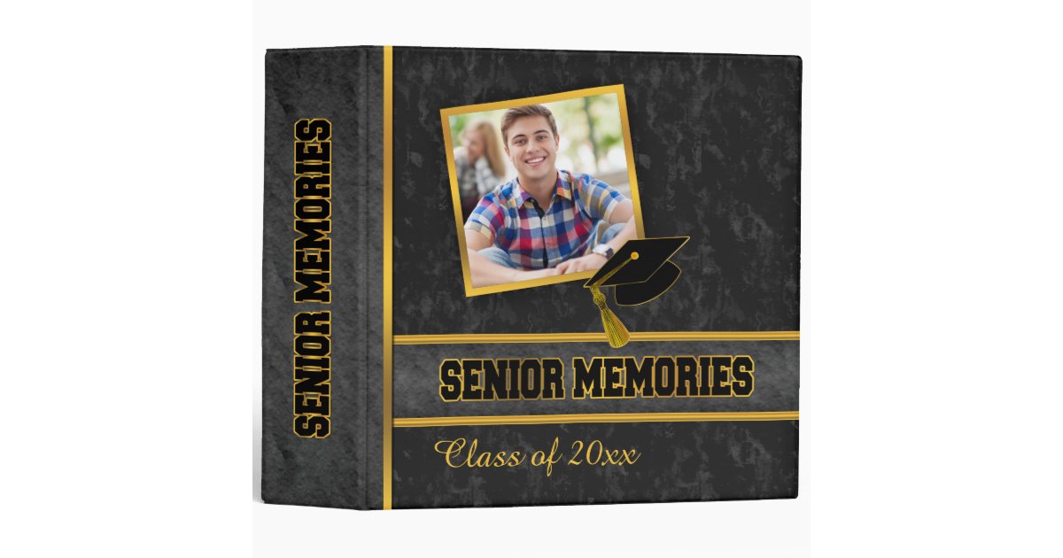 Black Traditional Photo Class Senior Memories Binder | Zazzle