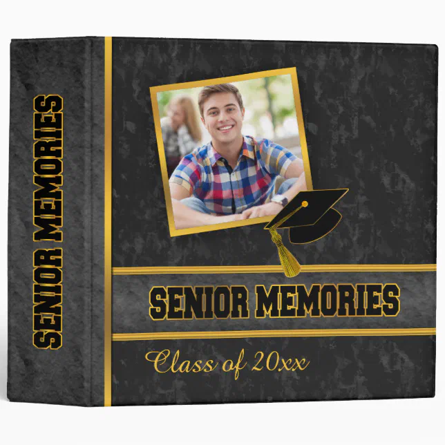 Black Traditional Photo Class Senior Memories Binder | Zazzle