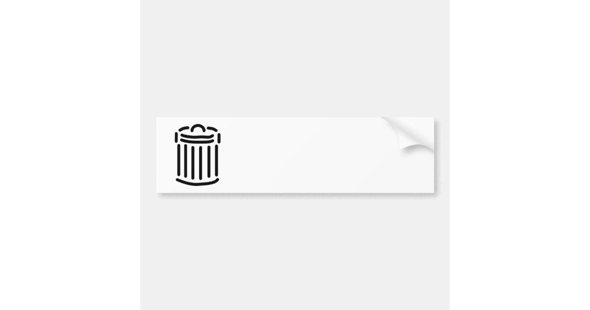 Black Trash Can Symbol Bumper Sticker | Zazzle