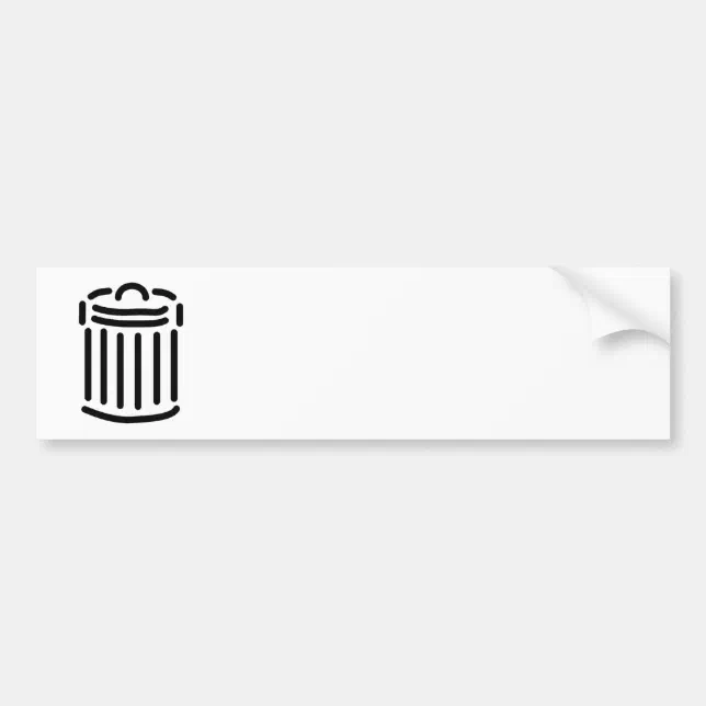 Black Trash Can Symbol Bumper Sticker | Zazzle