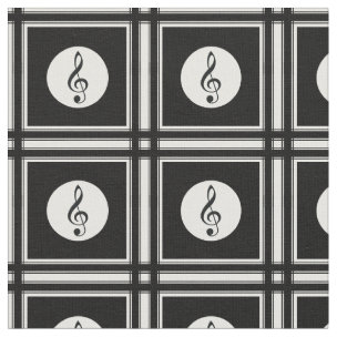 Bass Treble Clef Hearts Music Notes Pattern Fabric | Zazzle