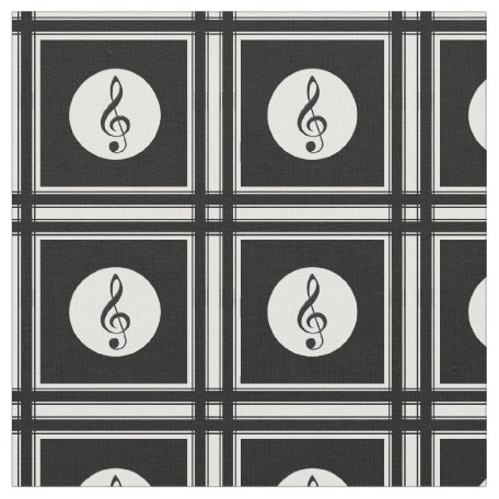 Bass Treble Clef Hearts Music Notes Pattern Fabric | Zazzle