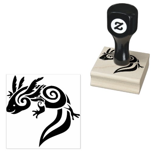 Black Tribal Axolotl Mexican Salamander Rubber Stamp | Zazzle