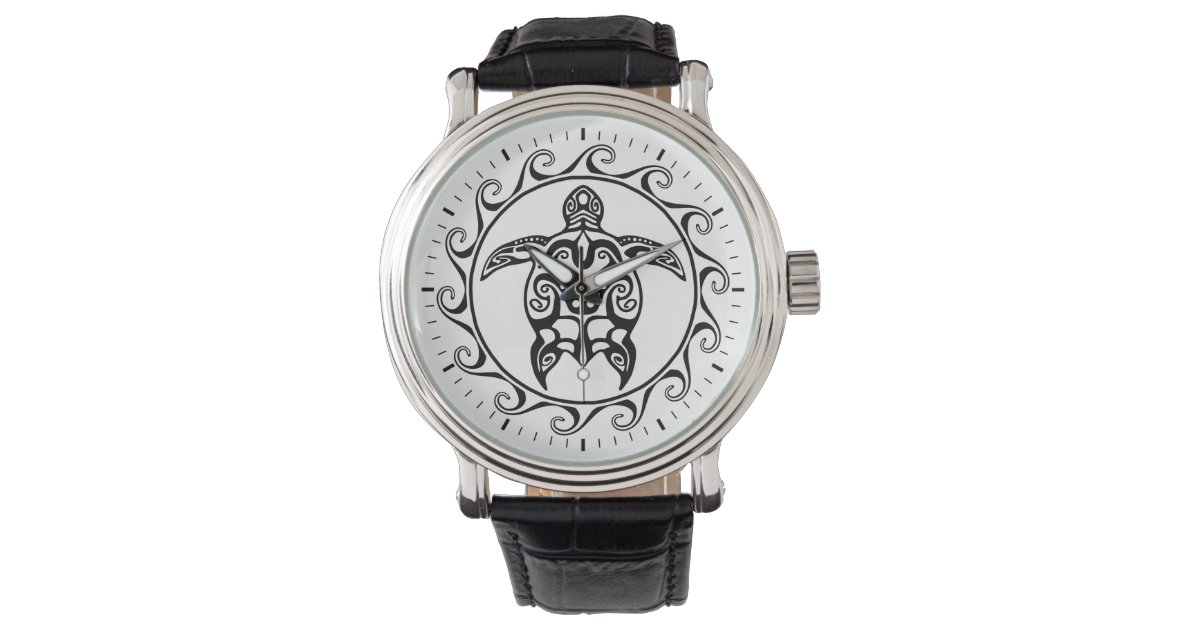 Black Tribal Turtle Watch | Zazzle