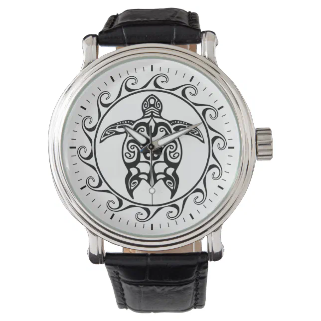Black Tribal Turtle Watch | Zazzle