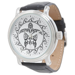 Black Tribal Turtle Watch | Zazzle