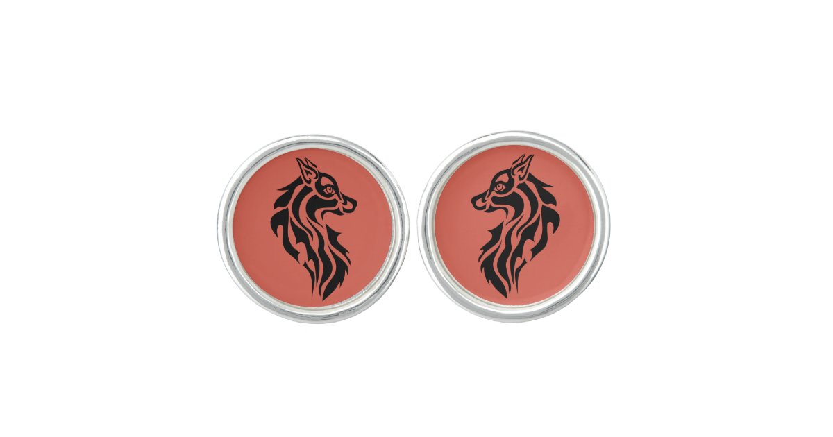 Black Tribal Wolf Cufflinks | Zazzle