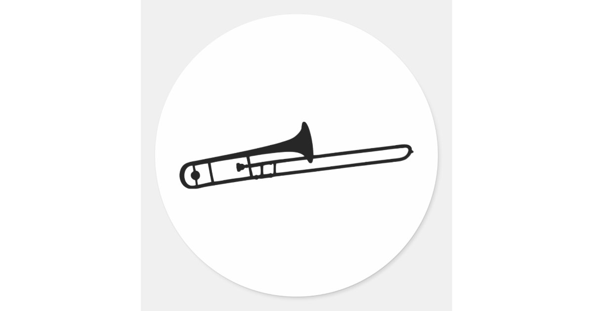 black trombone instrument icon classic round sticker | Zazzle