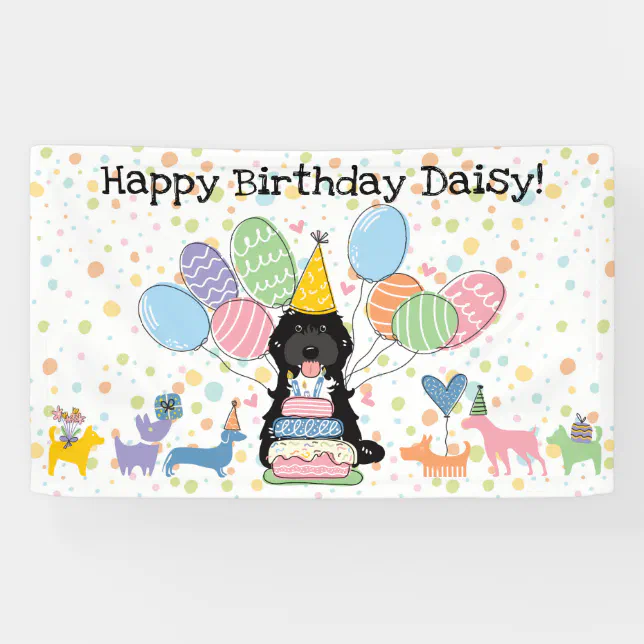 Black Tuxedo Cockapoo Cavapoo Dog Birthday Party Banner | Zazzle
