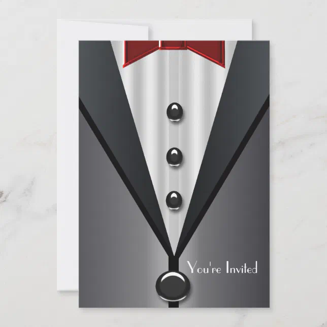 Black Tuxedo Formal Event Black Invitations | Zazzle
