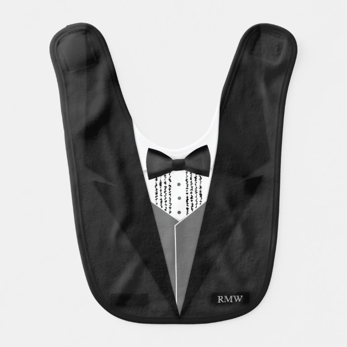 Black Tuxedo Funny Tux Boy's Monogrammed Baby Bib | Zazzle.com