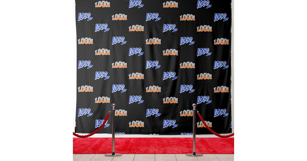 Black Two Logo Business Company Backdrop | Zazzle