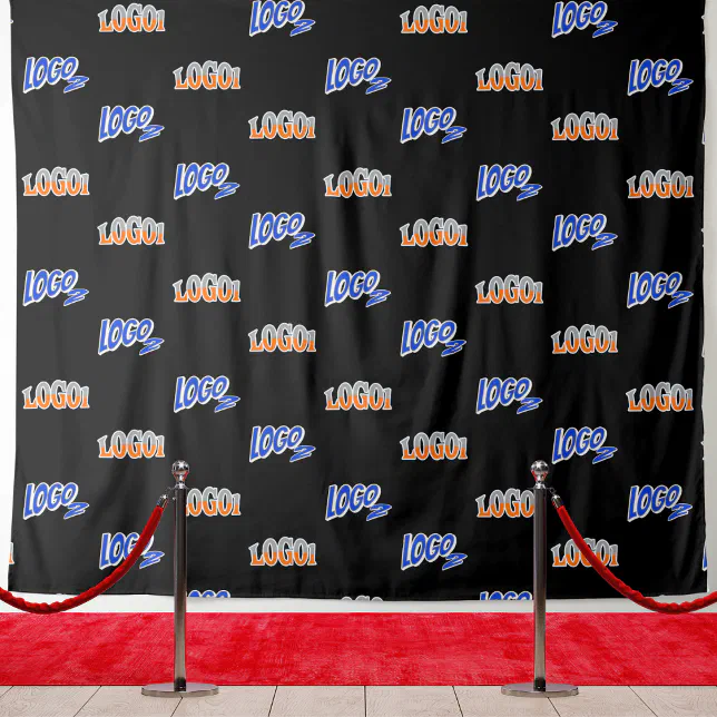 Black Two Logo Business Company Backdrop | Zazzle