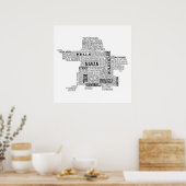 Black Typographical Map of Co. Meath, Ireland Poster | Zazzle