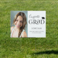 Black Typography Modern Photo Graduation Yard Sign | Zazzle