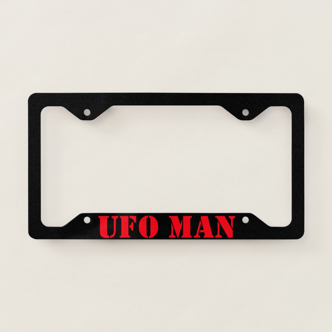 BLACK UFO MAN LICENSE PLATE FRAME | Zazzle