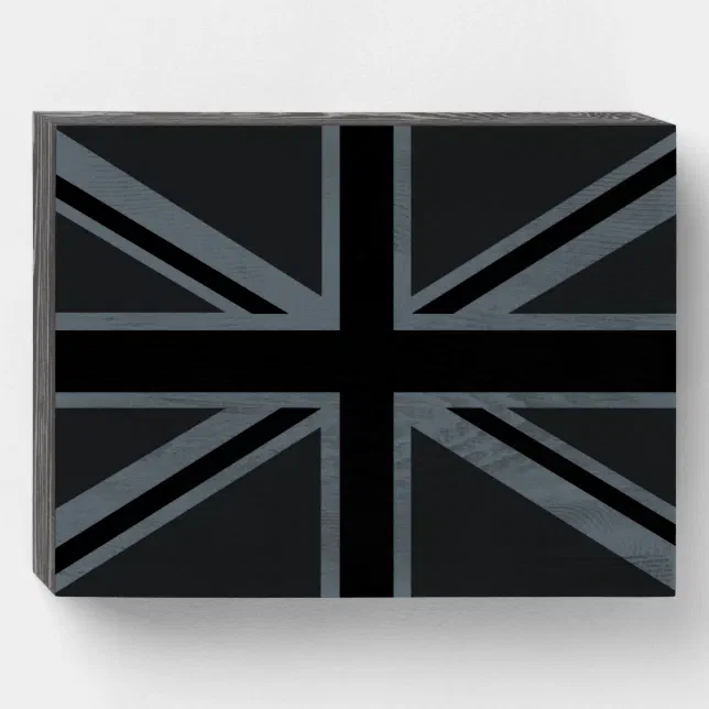 Black Union Jack Flag Design Wooden Box Sign | Zazzle