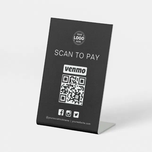 Black Venmo QR Code Sign Scan to Pay Business | Zazzle