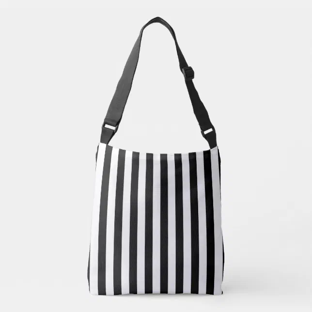 Black Vertical Stripes Crossbody Bag | Zazzle