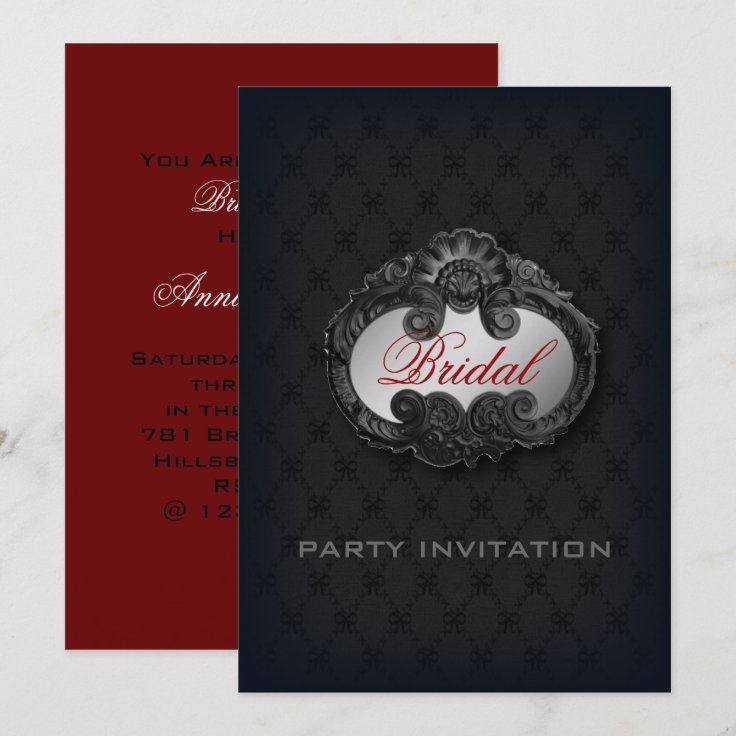 Black Victorian Gothic Vampire bridal shower Invitation | Zazzle