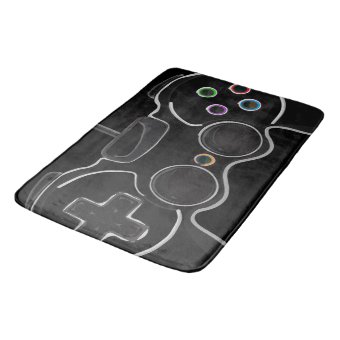 Black Video Game Controller Gamer Bathroom Mat | Zazzle