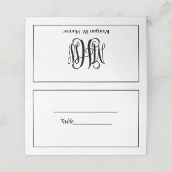 Black Vine Script Monogram DIY BG Place Card | Zazzle
