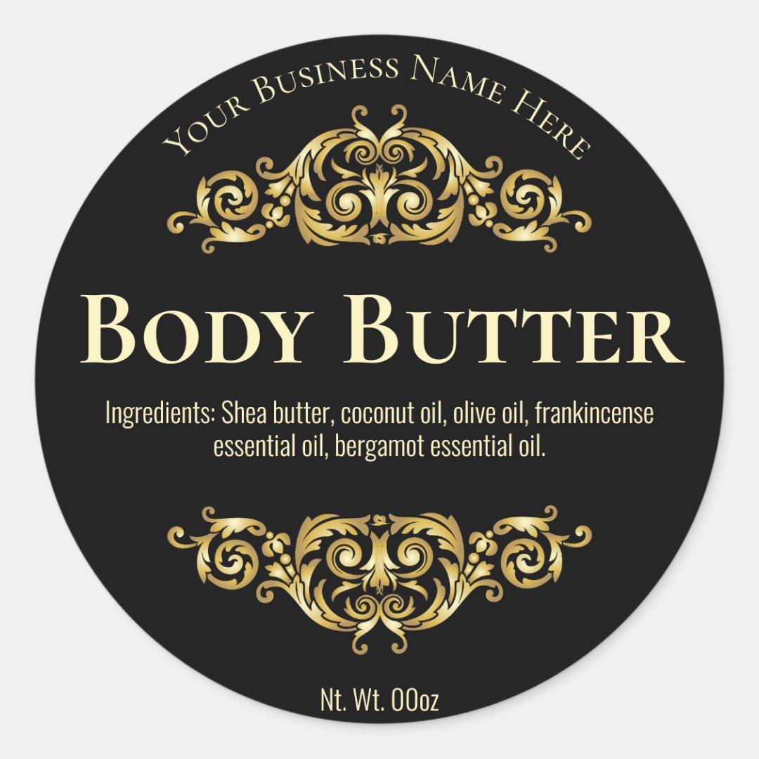 Black Vintage Body Butter Labels | Zazzle